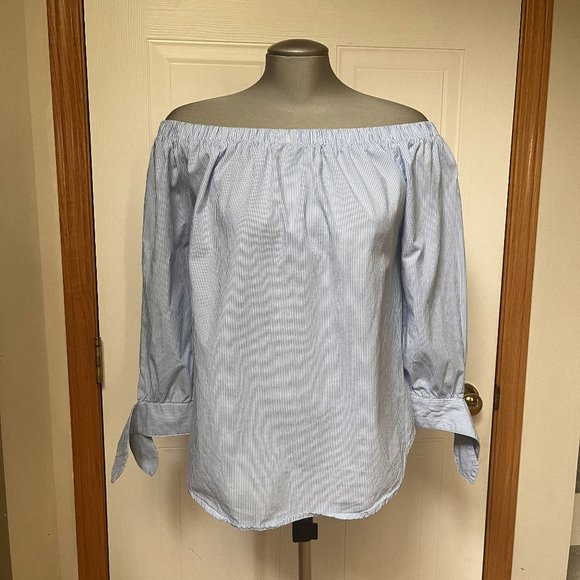 No Comment | Tops | No Comment Off Shoulder Top Coastal Minimalist Blue ...